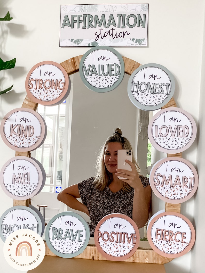 Affirmation Station | MODERN JUNGLE | Classroom Decor | Editable - Etsy