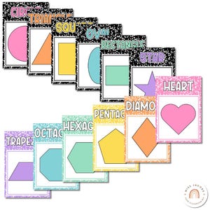 Shapes Posters, Cutesy Classroom Decor, Colorful Bright Educational ...