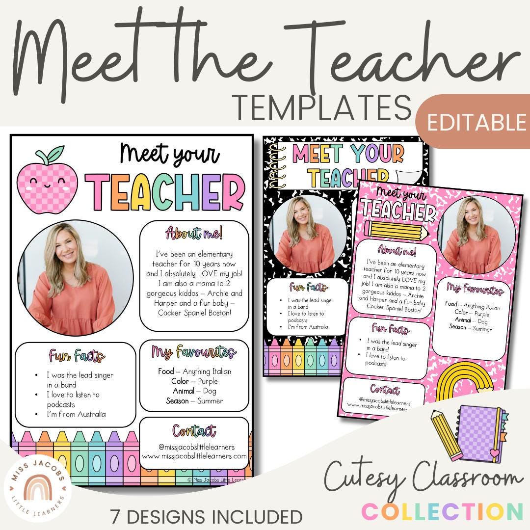 Meet the Teacher Templates Back to School Teacher Letter, Cutesy ...