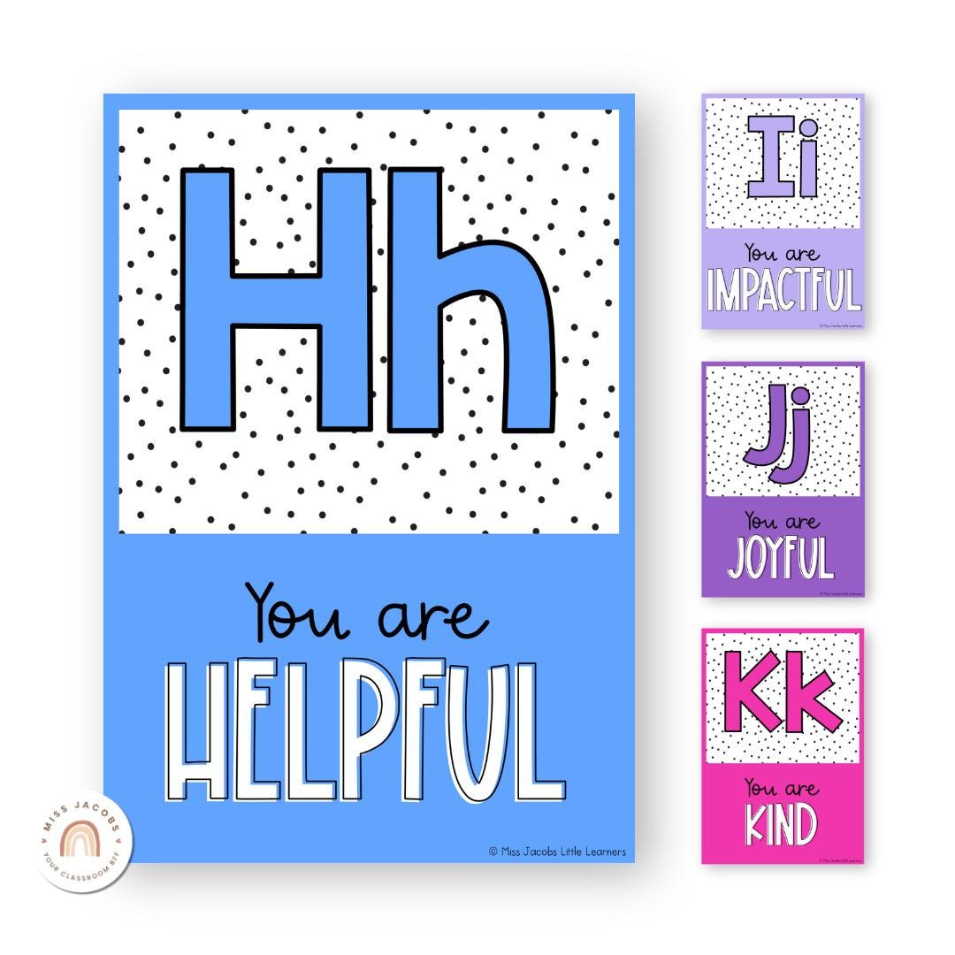 Spotty Bright Affirmation Alphabet Posters, Printable A-Z Affirmation ...