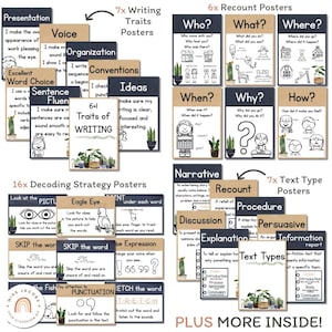 English Posters Bundle BOHO PLANTS Rustic Classroom Decor - Etsy