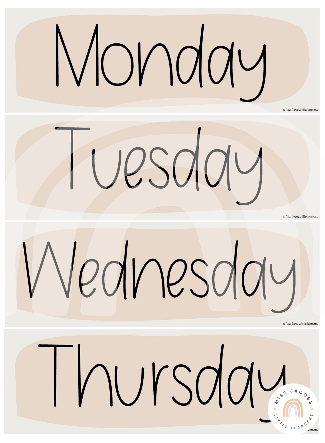 BOHO VIBES Days and Months Flashcards | Desert Neutral Classroom Decor ...