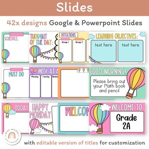 Pastel Hot Air Balloon Classroom Decor Bundle, Editable Calm Theme ...