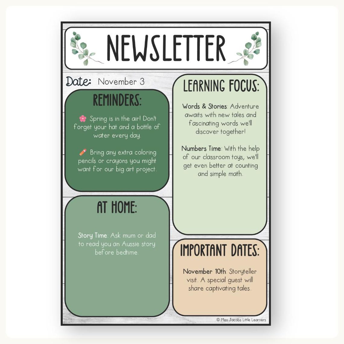 Newsletter Template for Teachers, Editable Weekly & Monthly Parent ...