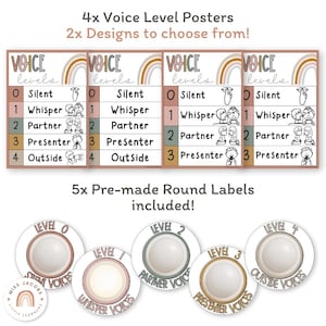 Boho Rainbow Voice Noise Level Display | EDITABLE Classroom Teacher ...