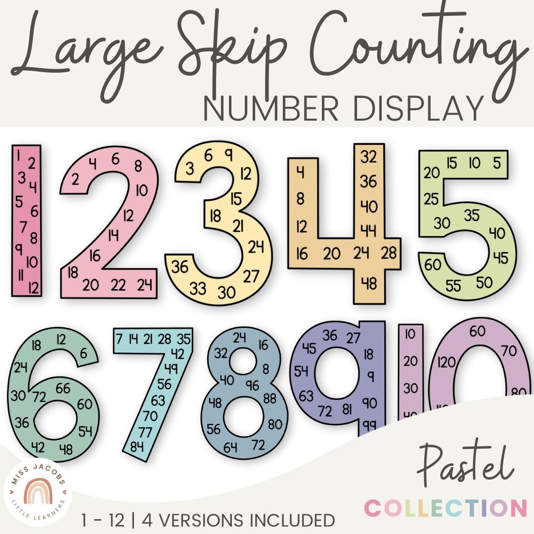 Skip Counting | Multiples Large Number Display | Muted Rainbow ...