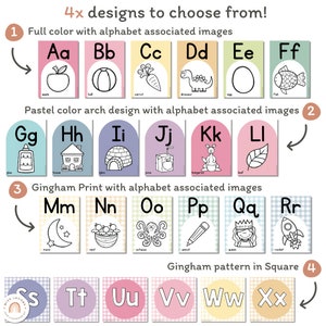 Alphabet Posters | Daisy Gingham Pastels Classroom Decor | Editable - Etsy