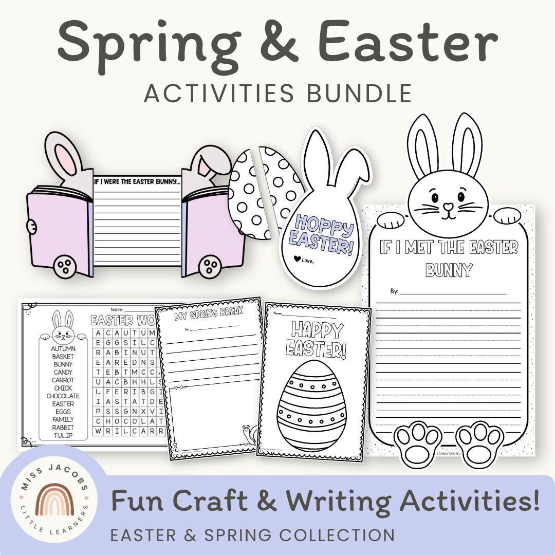 Easter Eggs Bunny Crafts and Spring Writing Prompts Bundle: April ...