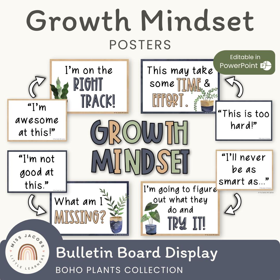 Modern Growth Mindset Display | Boho Plants Calm Classroom Decor ...
