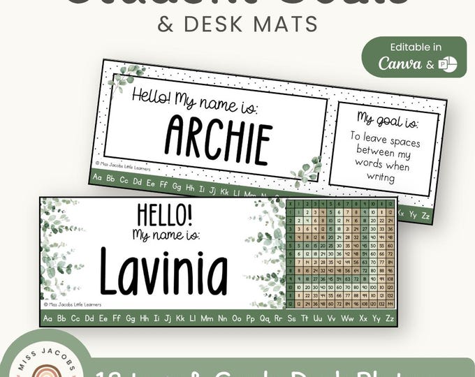 Alphabet Desk Strips With Number Line | Editable Student Name Tags ...