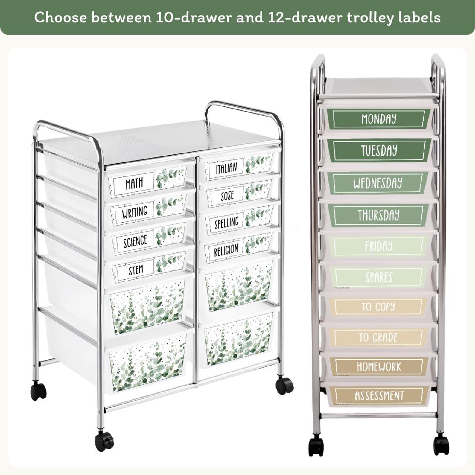 Teacher Trolley Labels, Editable Rolling Cart Drawer Organizers ...