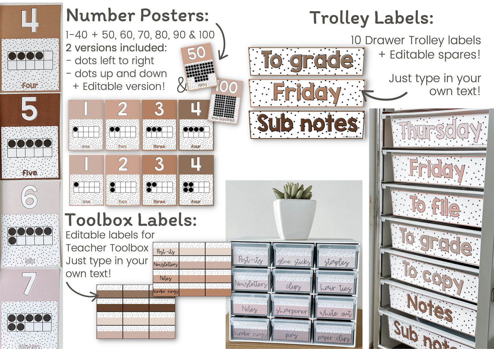 SPOTTY NEUTRALS Classroom Decor Bundle BW Neutrals Ombré - Etsy