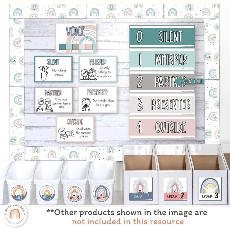 Modern Rainbow Voice Noise Level Display | EDITABLE Classroom Teacher ...