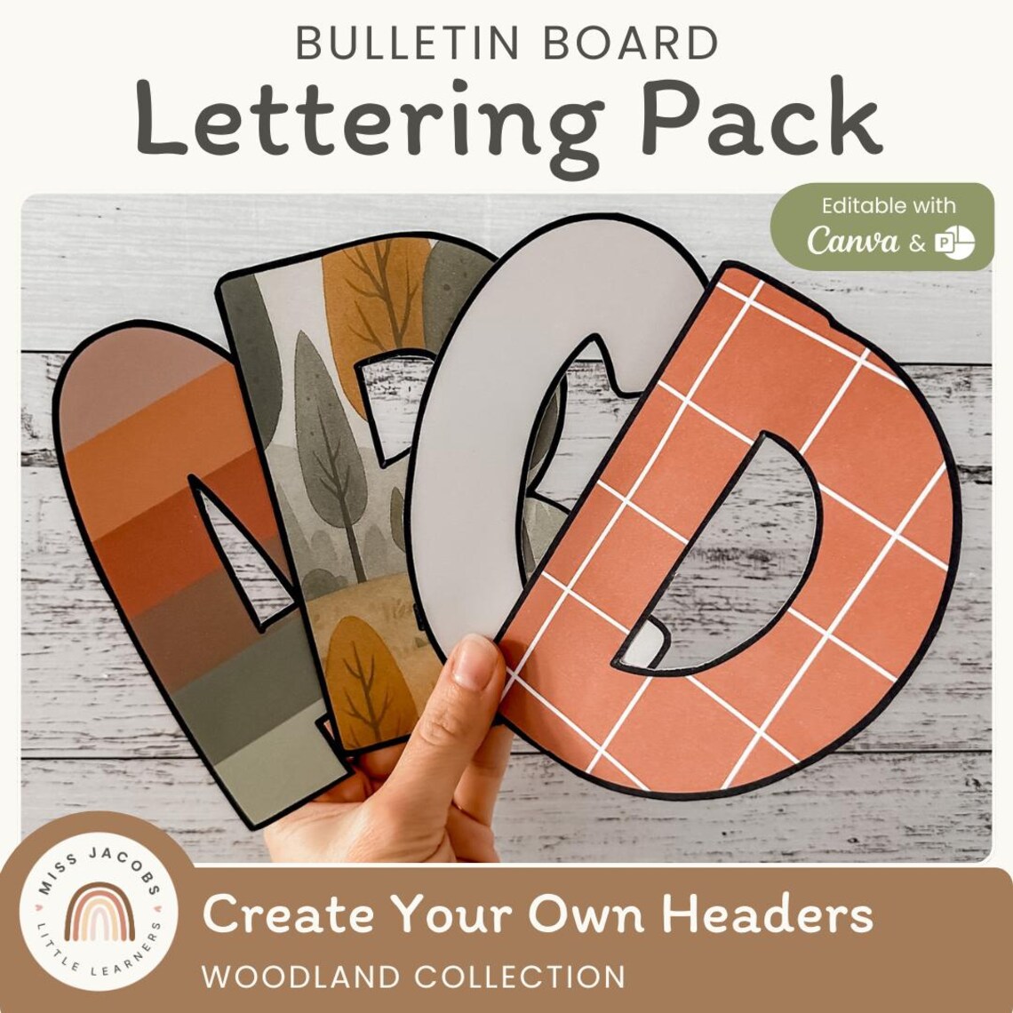 Woodland Bulletin Board Letters, Nature Theme Custom Back to School Kit ...