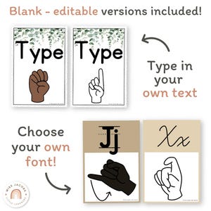 Botanical ASL Alphabet Posters, Printable A–Z Wall Set With Hand ...
