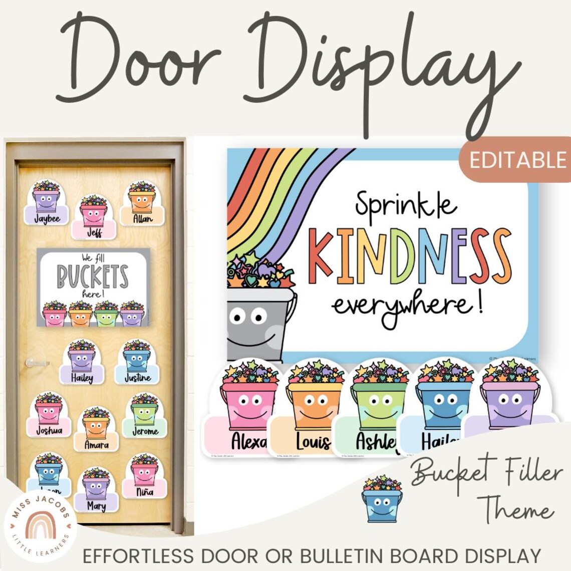 Bucket Filler Door Display, Editable Classroom Welcome Sign and Name ...
