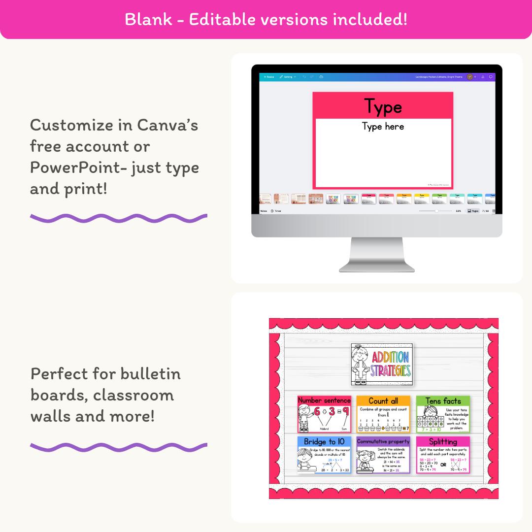 Addition Strategy Posters | RAINBOW BRIGHTS Classroom Decor - Etsy