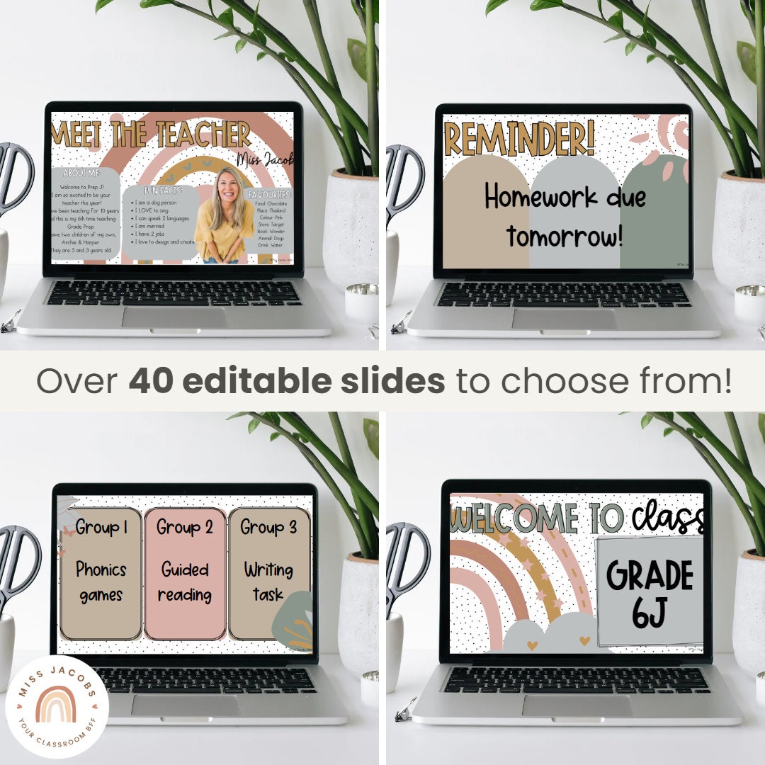 Spotty Boho Google Slides With Timers, Editable Classroom Daily Agenda ...