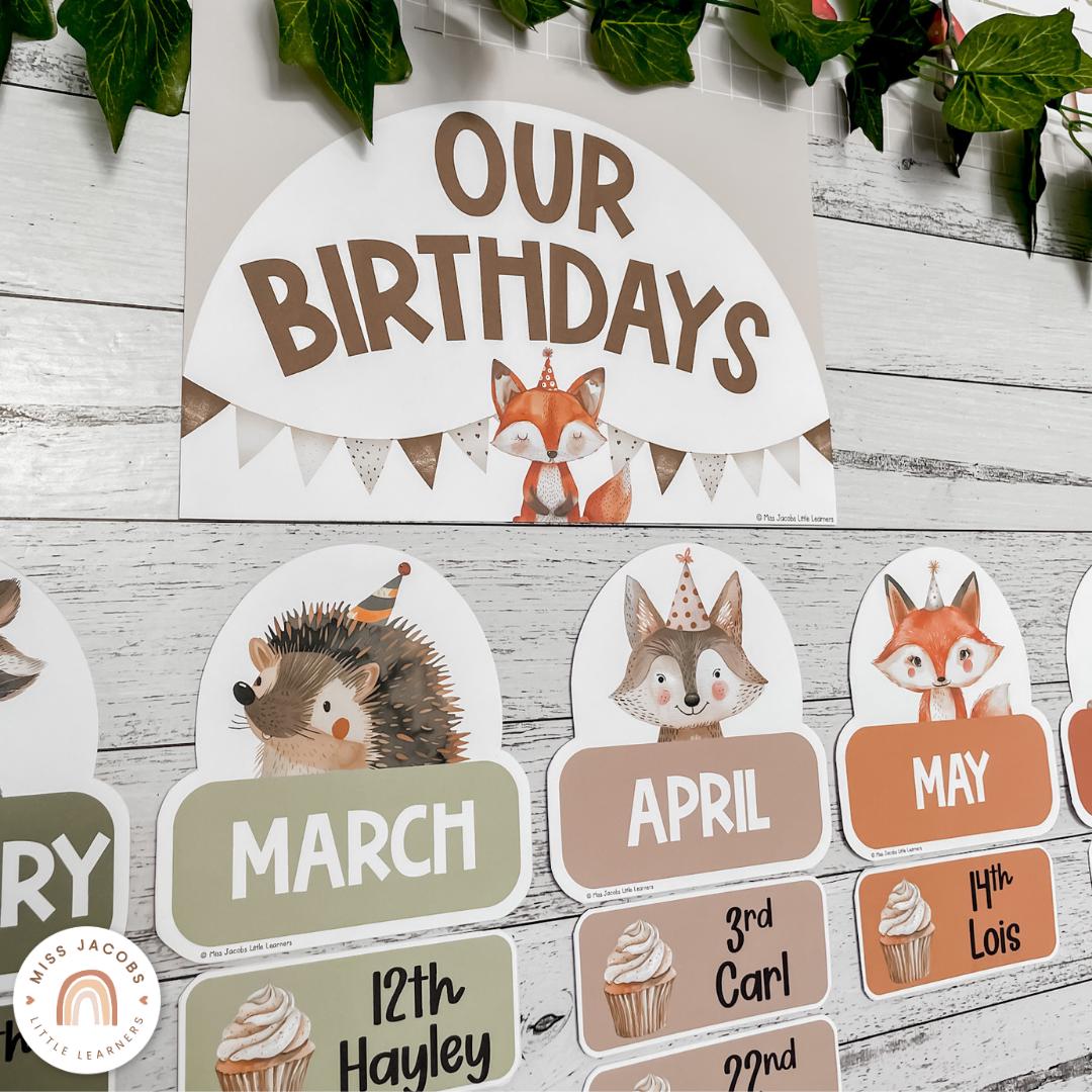 Woodland Birthday Display Printable, Editable Nature Theme Classroom ...