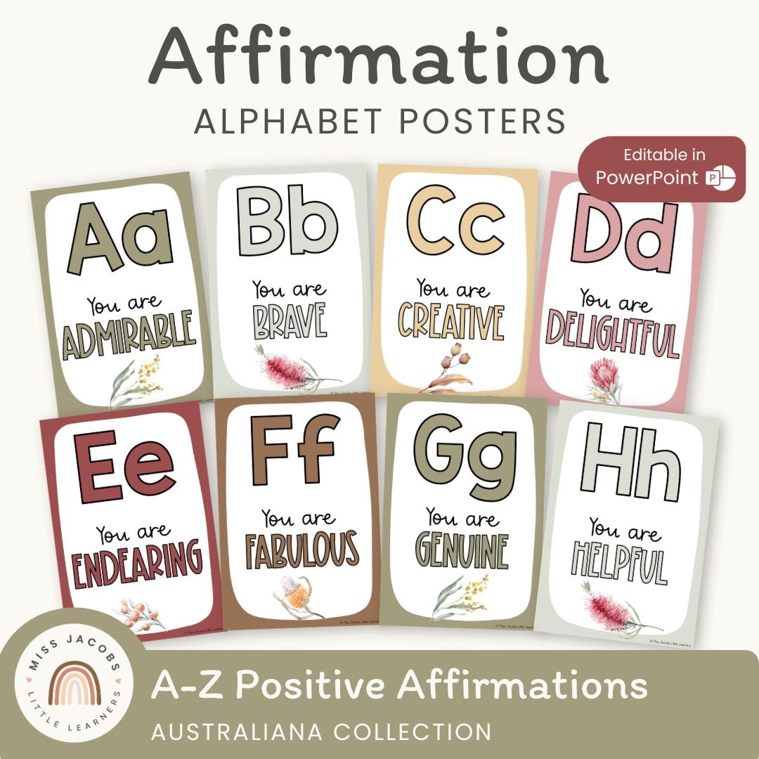 Affirmation Alphabet Posters Australiana Theme, Printable Australian ...