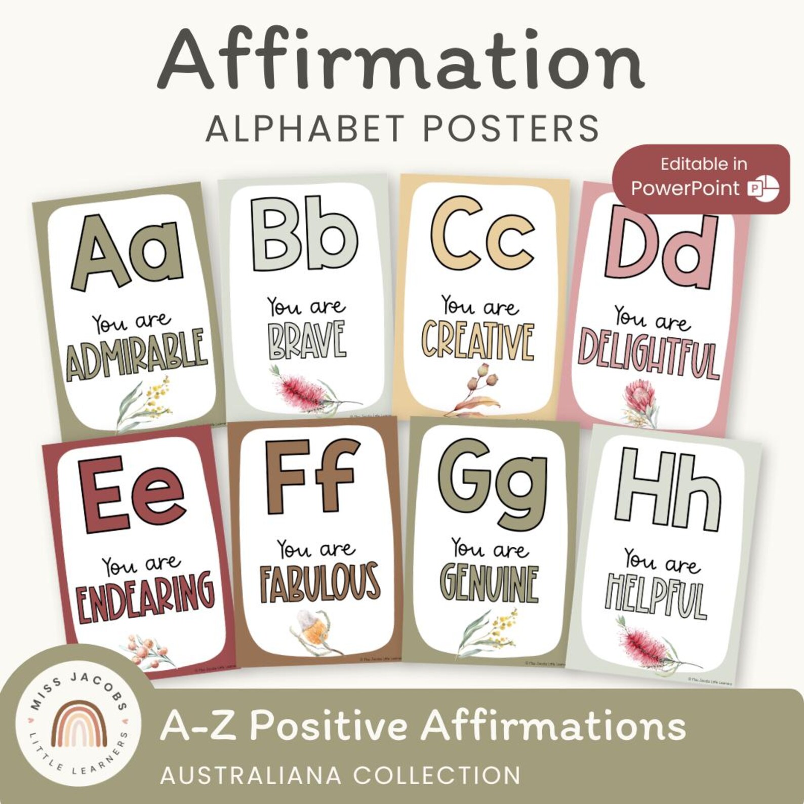 Affirmation Alphabet Posters Australiana Theme, Printable Australian ...