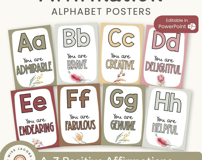 Affirmation Alphabet Posters Australiana Theme, Printable Australian ...