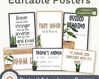 Modern Boho Plants Editable Classroom Posters | Rustic Classroom Decor ...