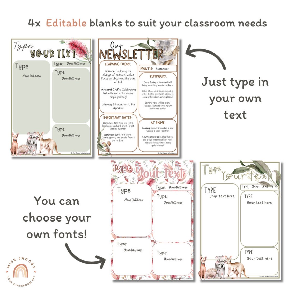 Classroom Newsletter Templates | Editable | Australiana Classroom Theme ...
