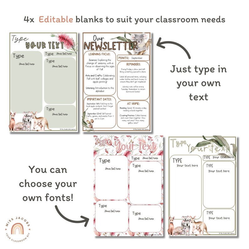 Classroom Newsletter Templates | Editable | Australiana Classroom Theme ...
