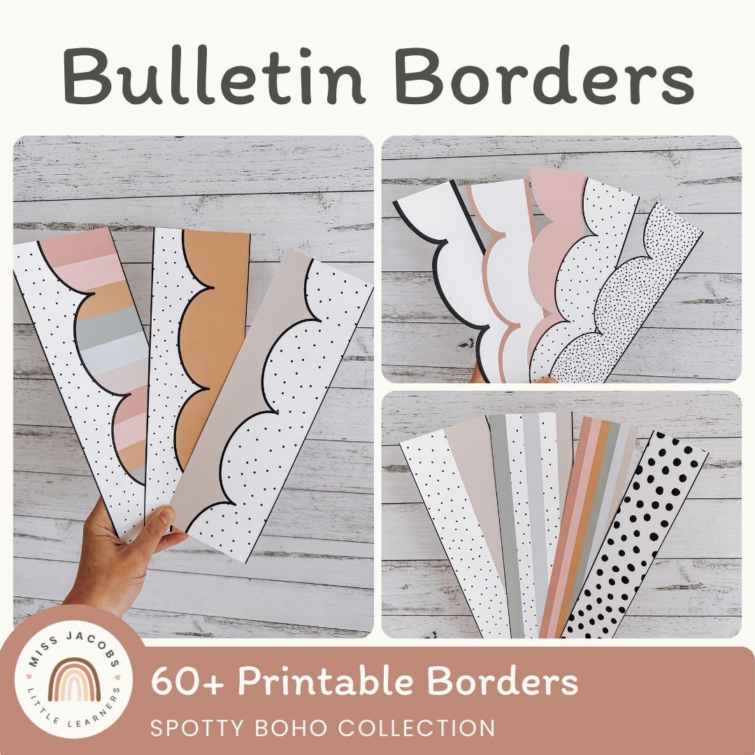 Bulletin Board Borders | Spotty Boho Calm Classroom Decor | Printable ...