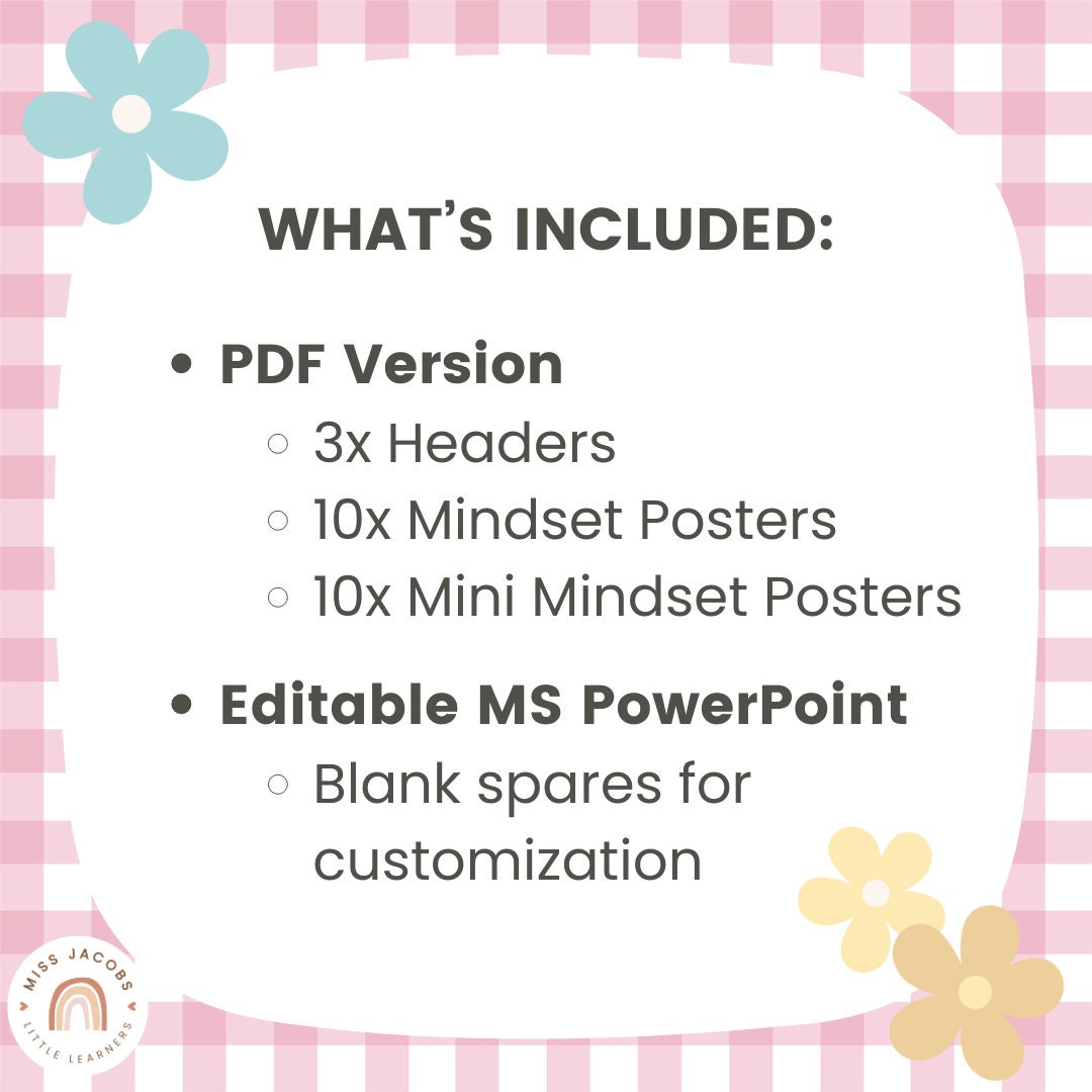 Modern Growth Mindset Display | Daisy Gingham Pastels Classroom Decor ...