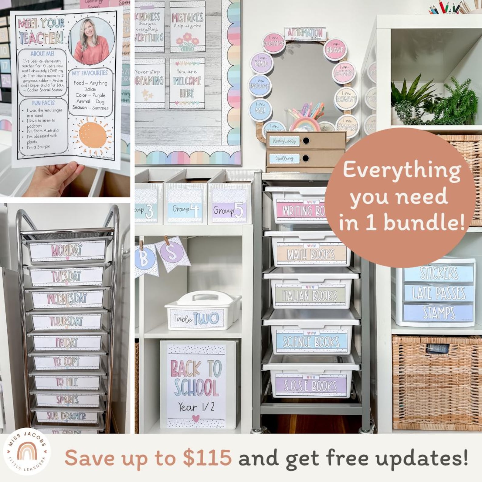 SPOTTY PASTELS Classroom Decor Bundle | Muted Rainbow Decor | Editable ...