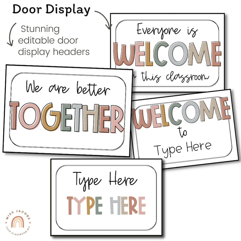 Door Display | SIMPLE BOHO Classroom Decor - Etsy