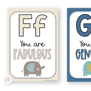 Affirmation Alphabet Posters, Cute Jungle Animals Kids Classroom ABC ...