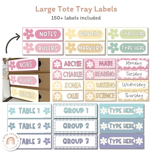 Classroom Supply Labels & Student Name Tags Bundle | Daisy Gingham ...