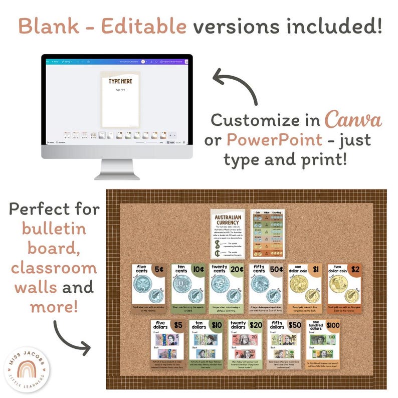Money Posters for Classroom, Printable Woodland Neutral Theme Coin ...