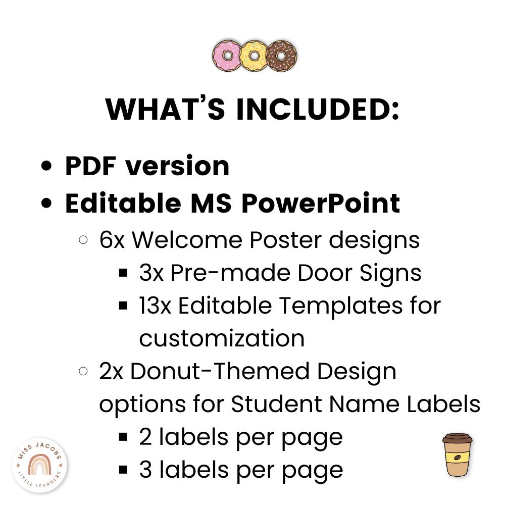 Editable Donut Door Display for Classroom, Cute Welcome Door Signs ...