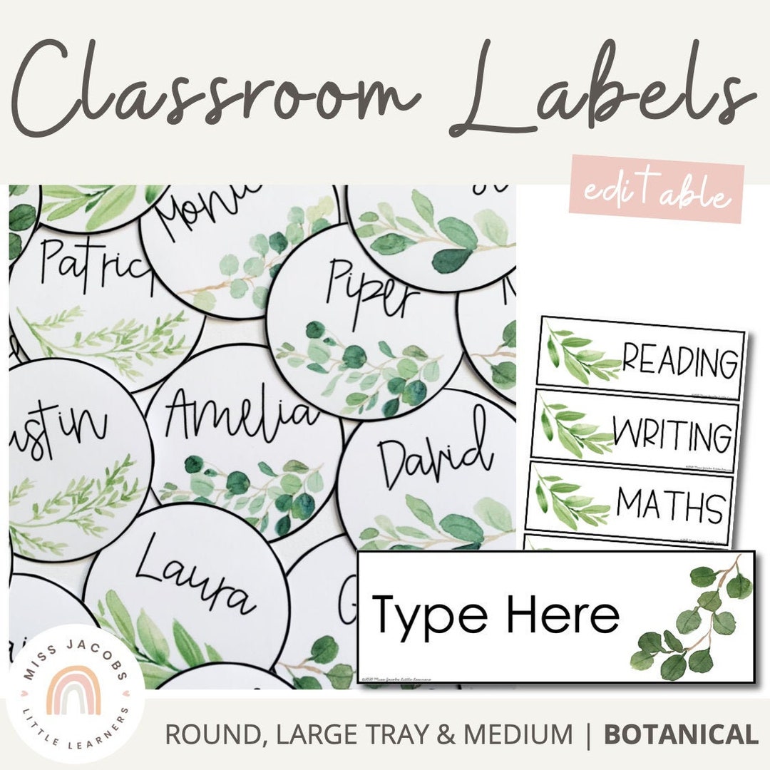 BOTANICAL Classroom Labels | Editable | Modern Farmhouse Classroom ...