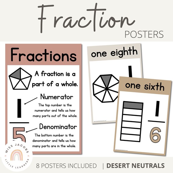 DESERT NEUTRAL Fraction Posters Boho Vibes Classroom Decor | Etsy