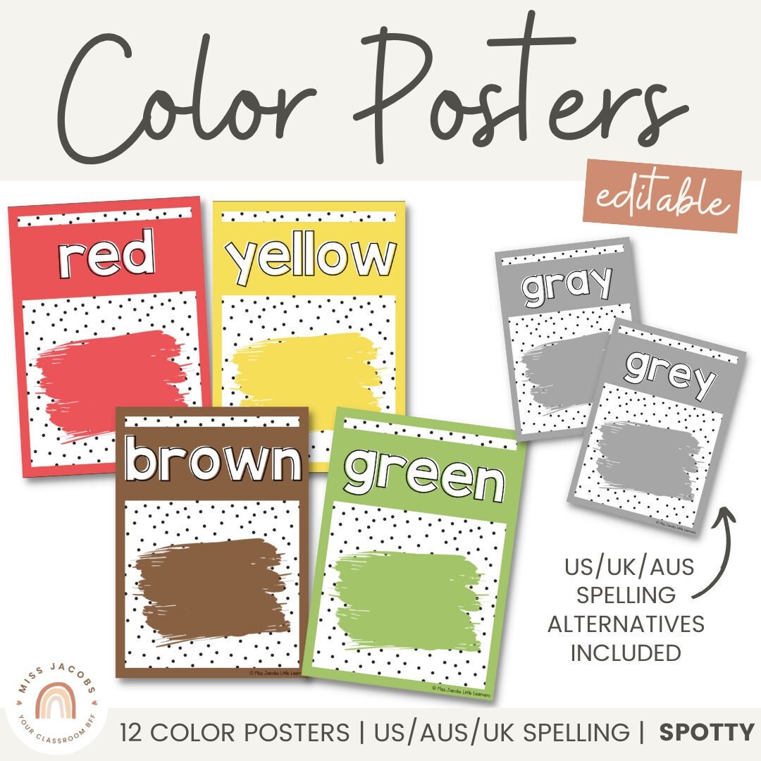 Spotty Color Posters | B&W Spotted Classroom Decor | Editable - Etsy