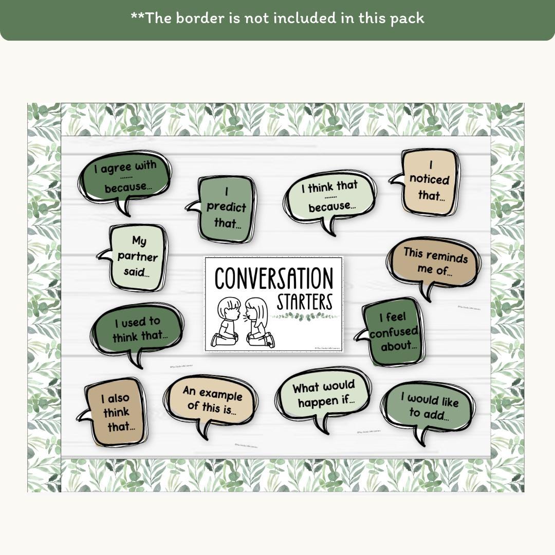 48 Conversation Starters, Accountable Talk Stems for Social Skills ...