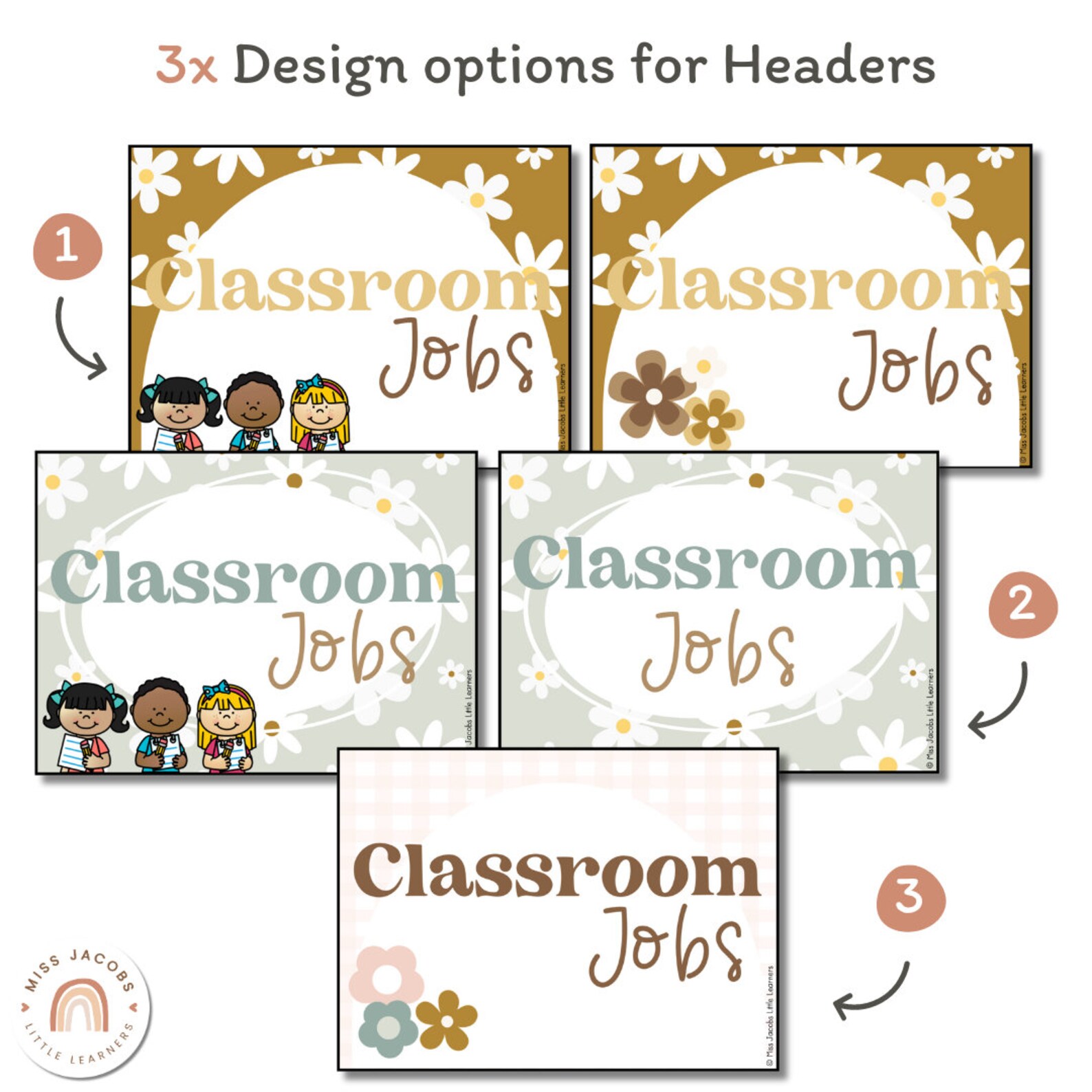 Class Jobs Display | Daisy Gingham Neutral Classroom Decor | Editable ...