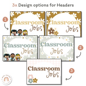 Class Jobs Display | Daisy Gingham Neutral Classroom Decor | Editable ...