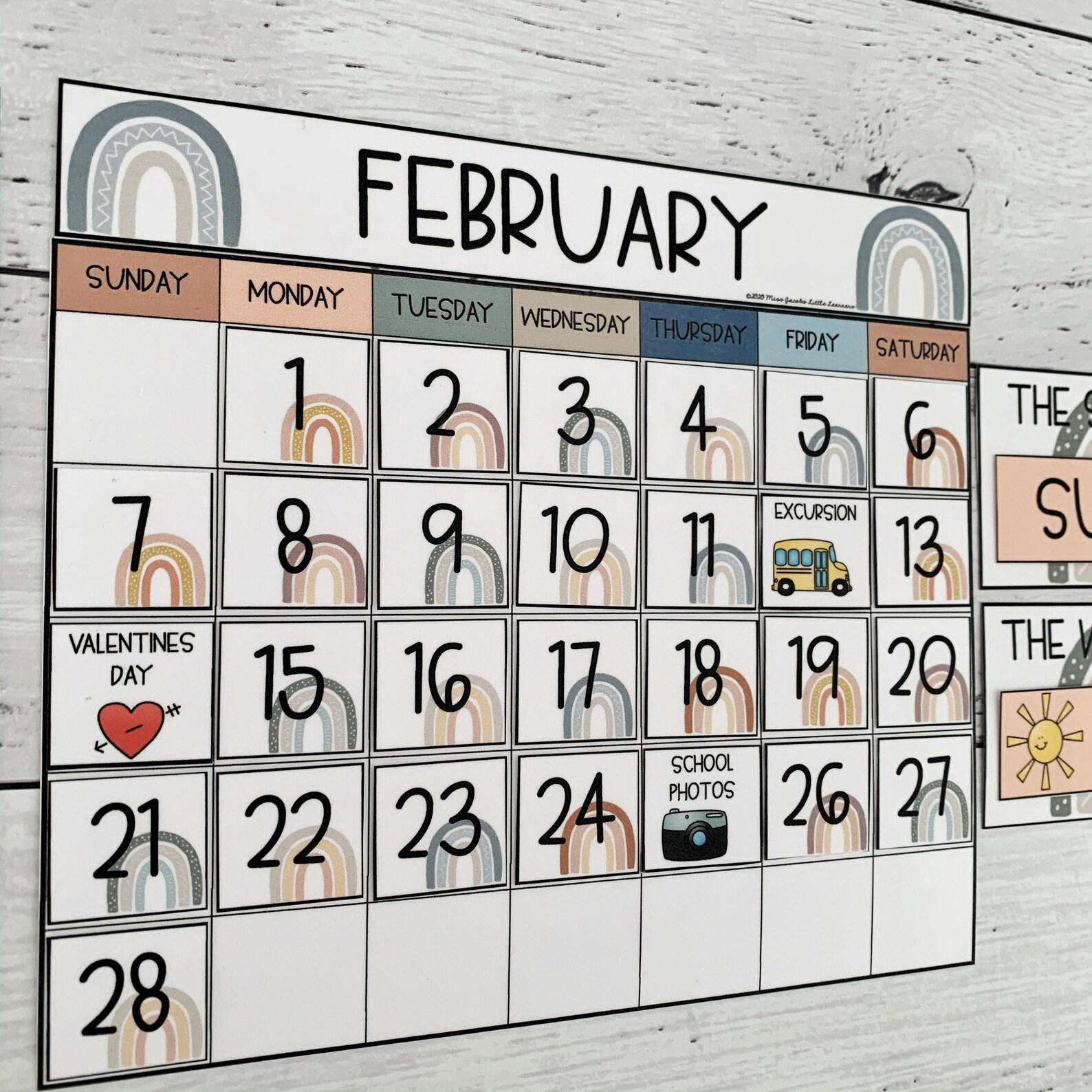 BOHO RAINBOW Classroom Calendar & Weather Display Editable - Etsy