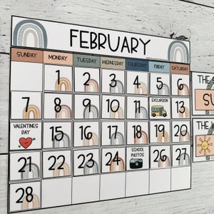 BOHO RAINBOW Classroom Calendar & Weather Display Editable Neutral ...