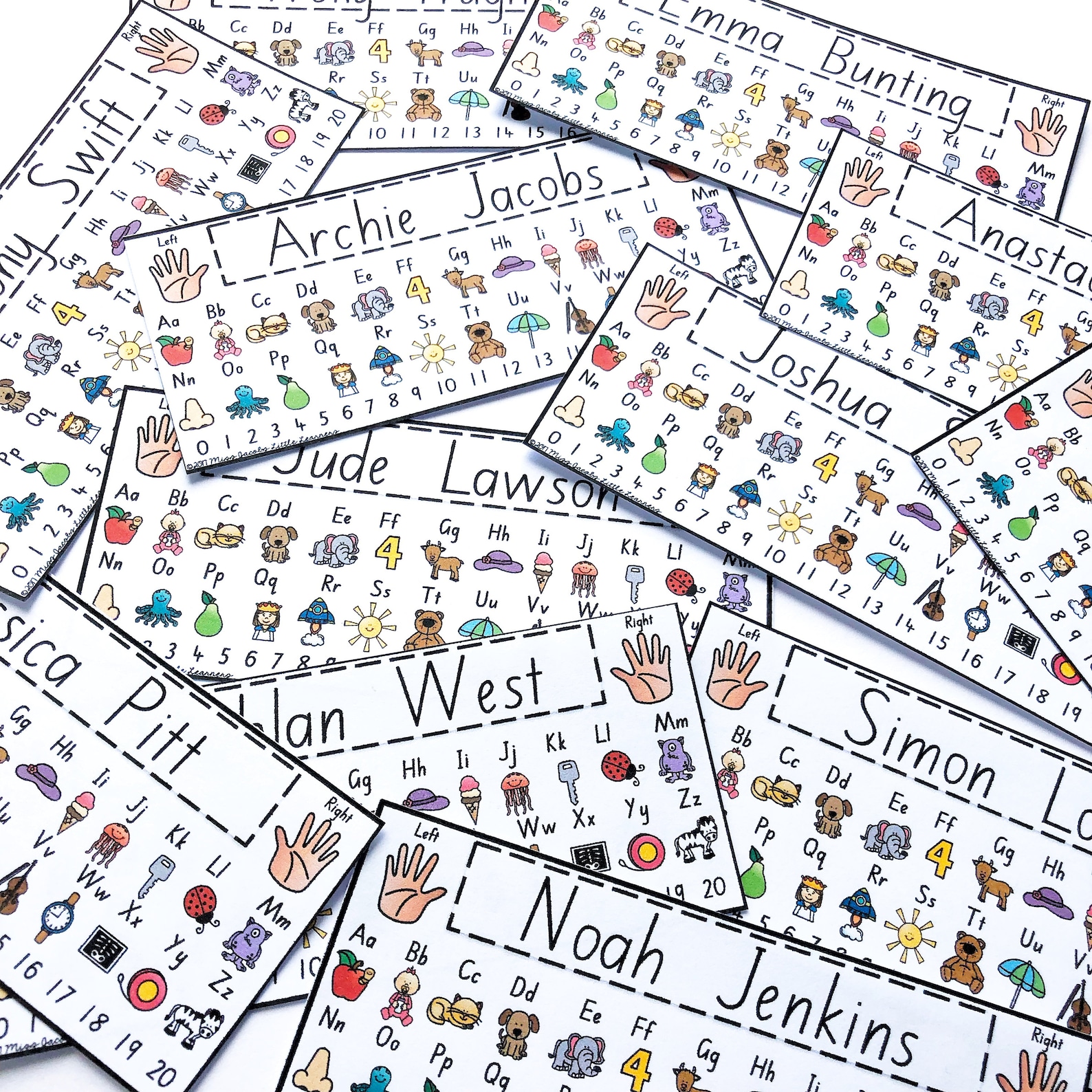Alphabet Desk Strips With Number Line | Editable Student Name Tags - Etsy