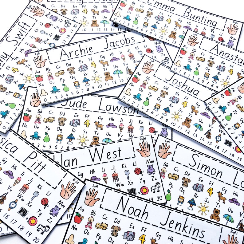 Alphabet Desk Strips With Number Line | Editable Student Name Tags - Etsy