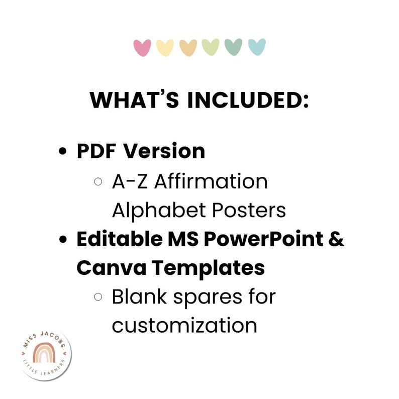 Spotty Pastel Affirmation Alphabet Posters, Rainbow Affirmations for ...