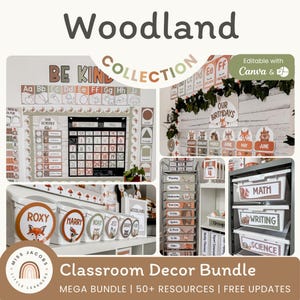 Woodland Classroom Decor Bundle, Cozy Nature Forest Friends Animals ...