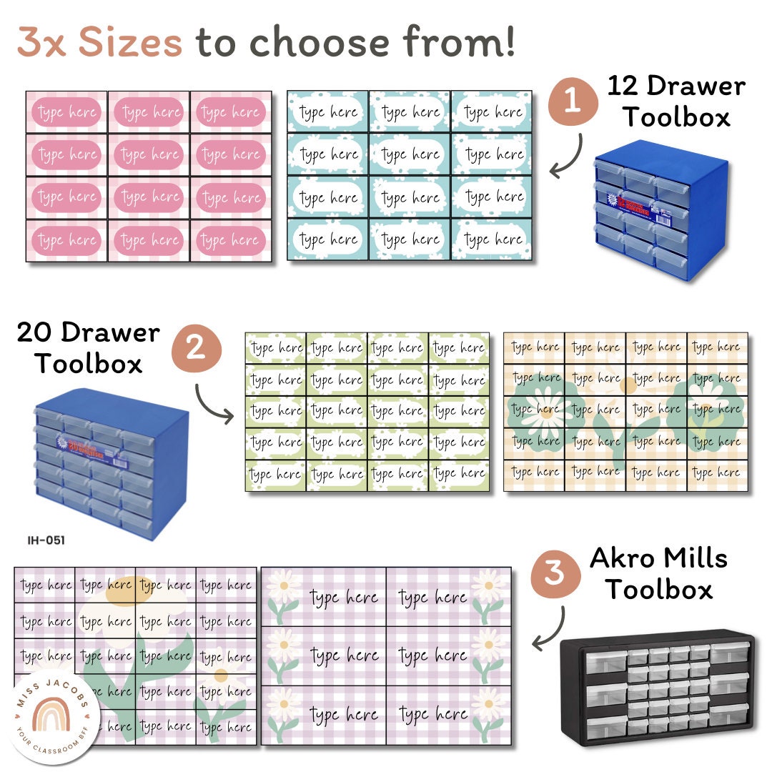 Teacher Toolbox Labels | Daisy Gingham Pastel Classroom Decor ...